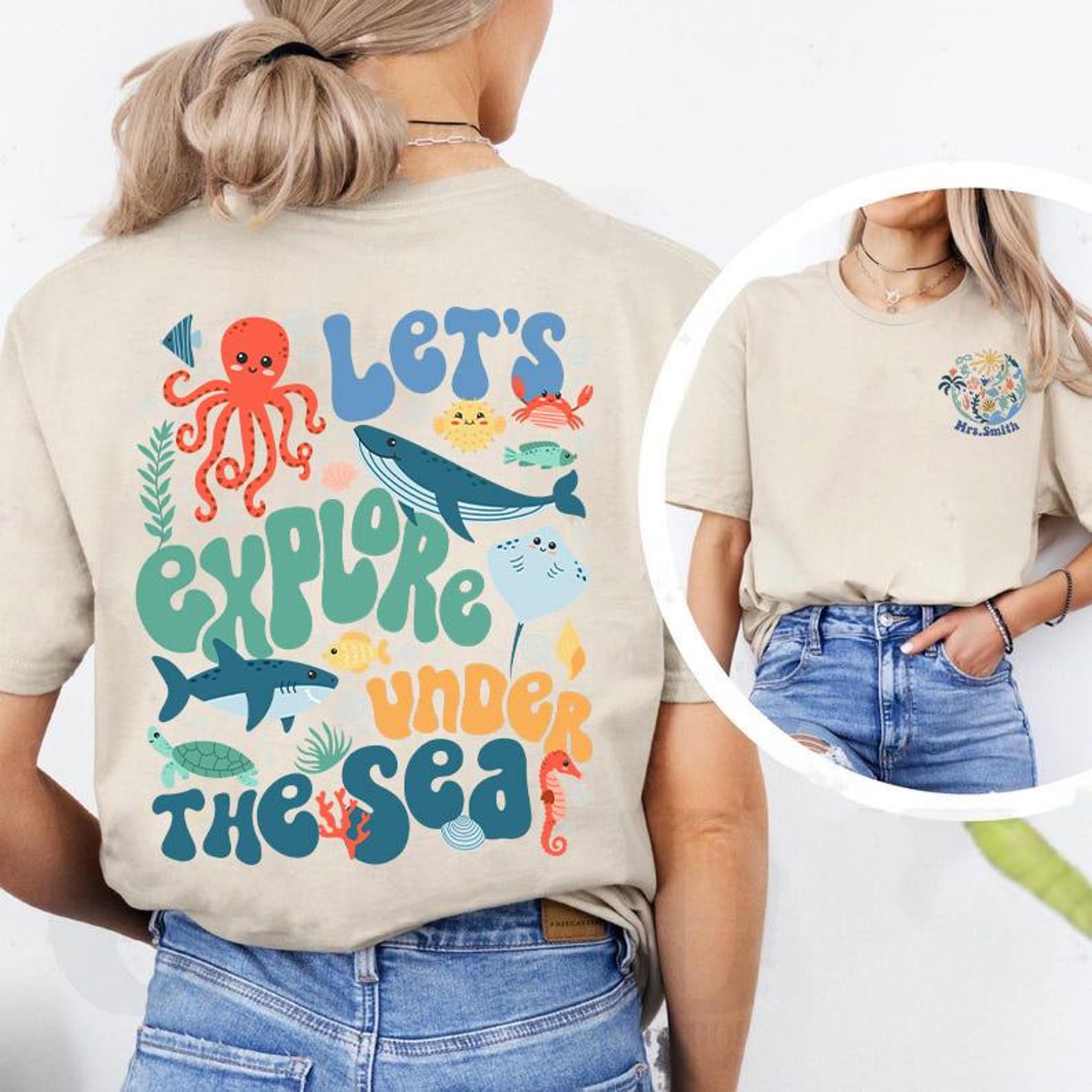 Let's Explore Under the Sea Tee, Custom Ocean Lover Shirt, Back to ...