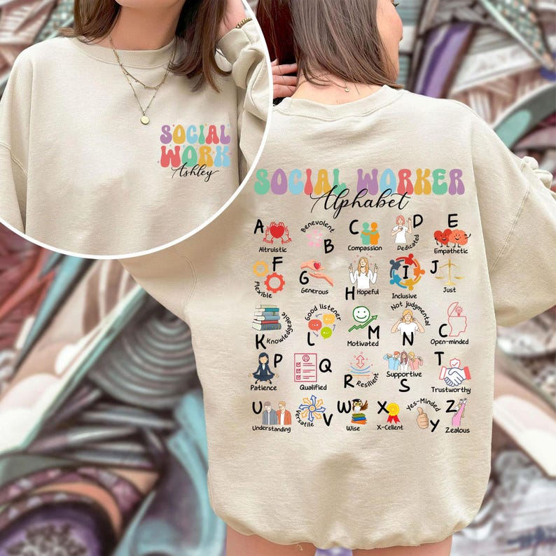Social Worker Alphabet Shirt, Custom Social Worker Shirt, Social Work ...