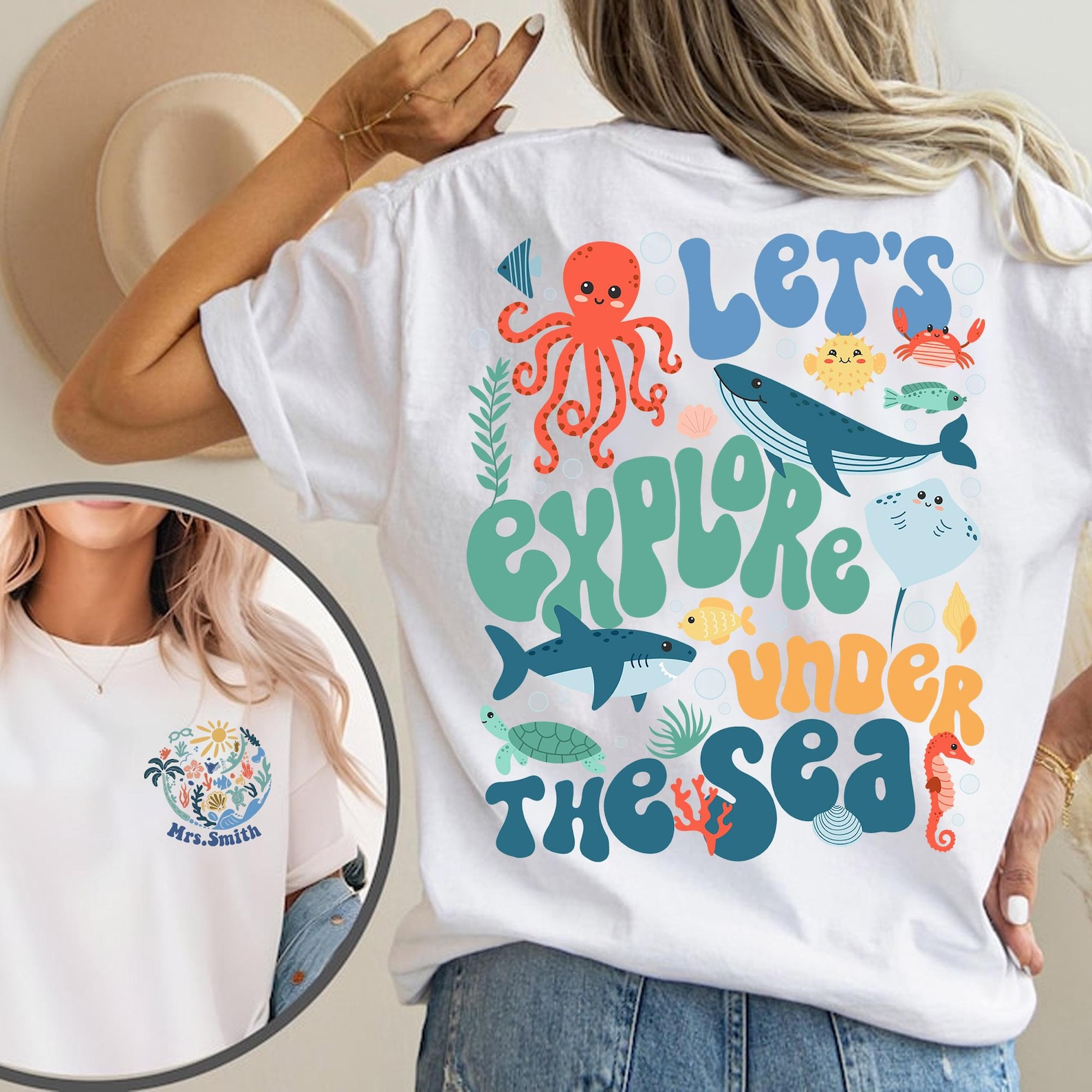 Let's Explore Under the Sea Tee, Custom Ocean Lover Shirt, Back to ...