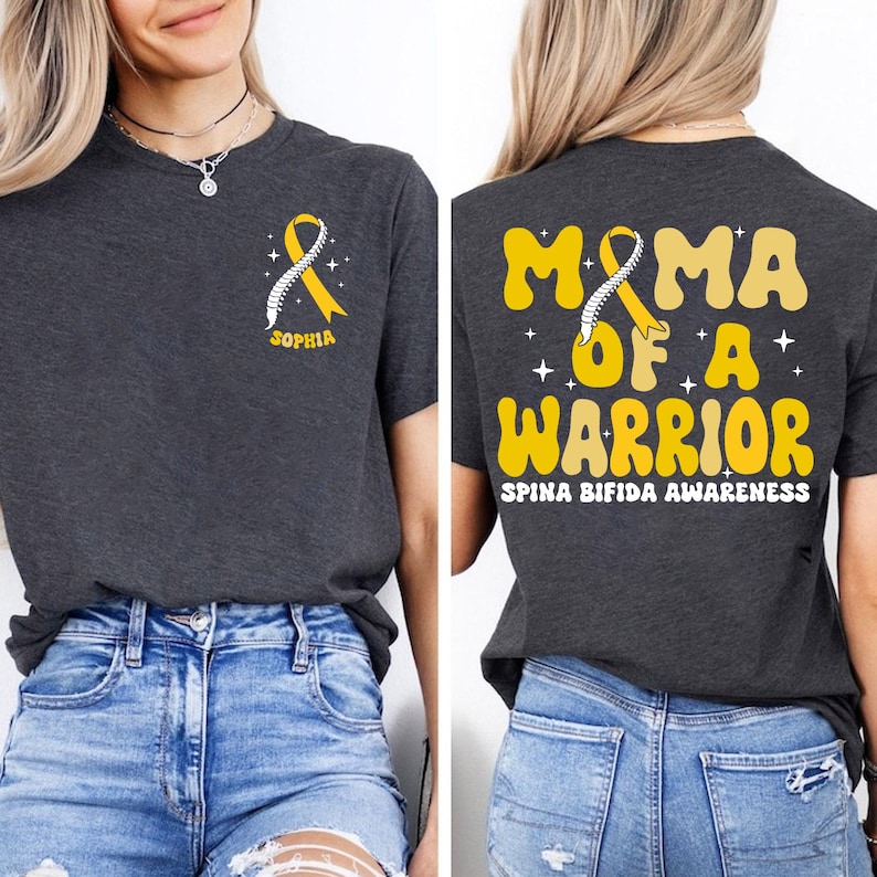 Mama of A Warrior Spina Bifida Awareness Shirtm, Custom Name Spina ...