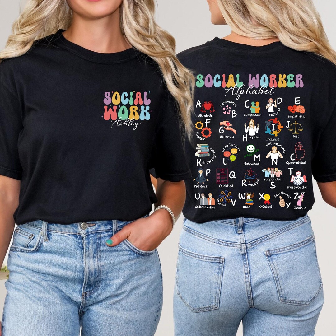 Social Worker Alphabet Shirt, Custom Social Worker Shirt, Social Work ...