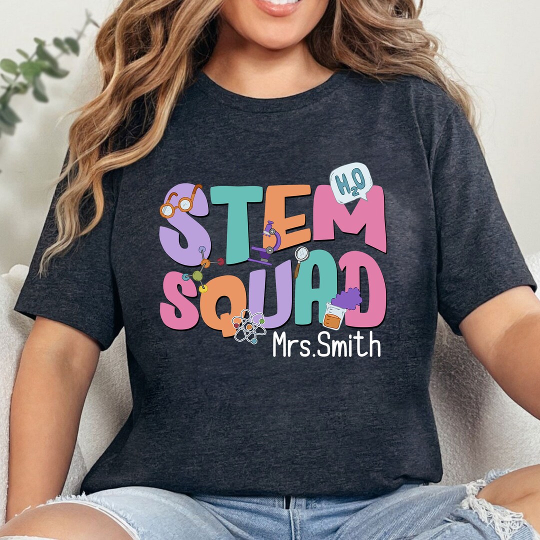 Personalized STEM Teacher Shirt, Custom Name STEM Teacher Tee, Retro ...