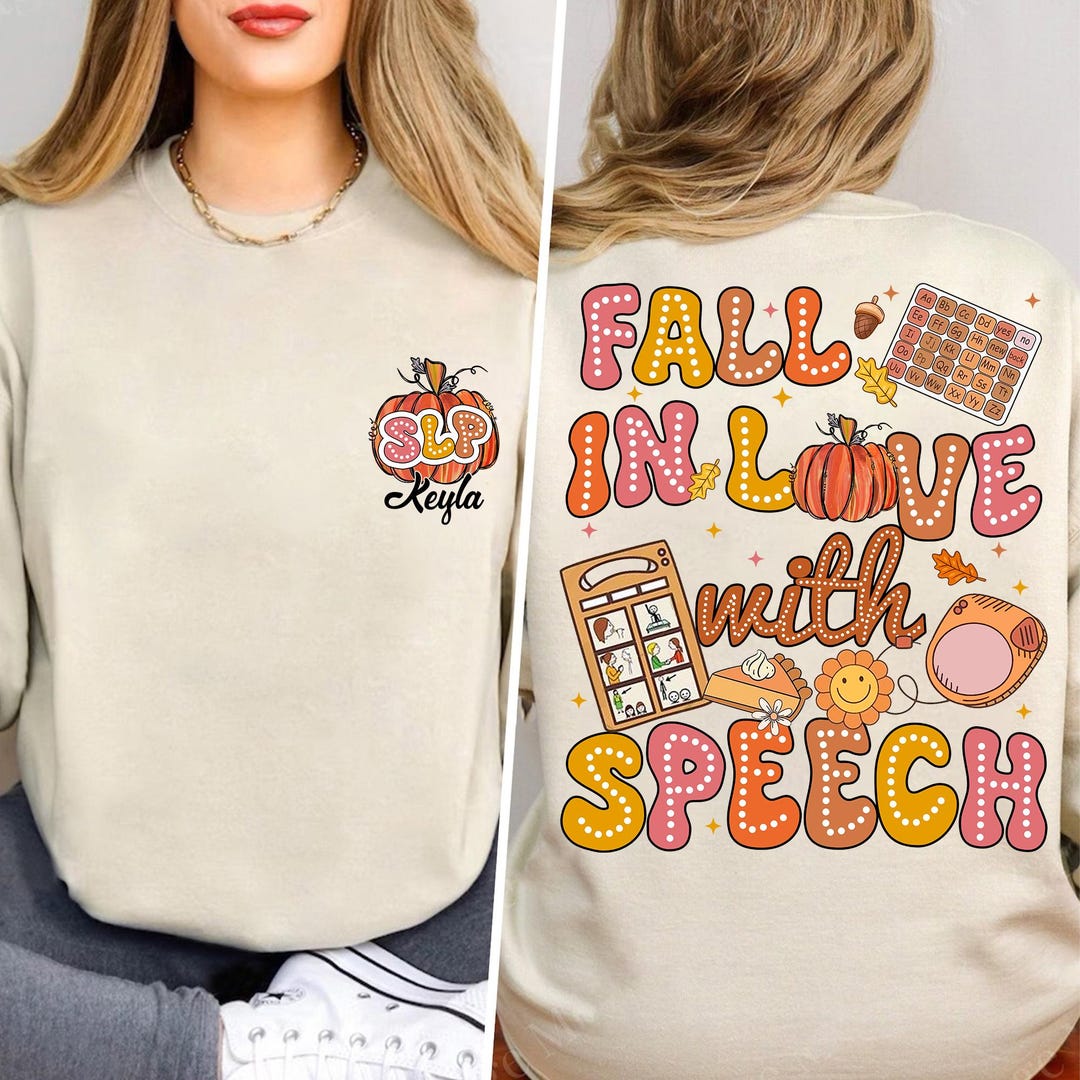 Custom Name Speech Therapy Shirt Halloween Ccc Slp Fall in Love With ...