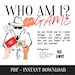 Who Am I GAME - PDF Instant Download - Guessing Game - Family Fun ...