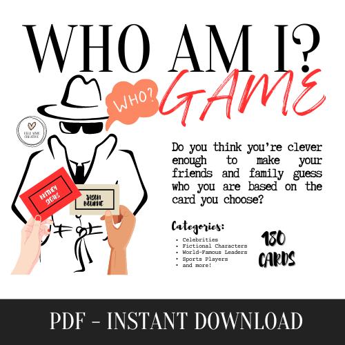 Who Am I GAME - PDF Instant Download - Guessing Game - Family Fun ...