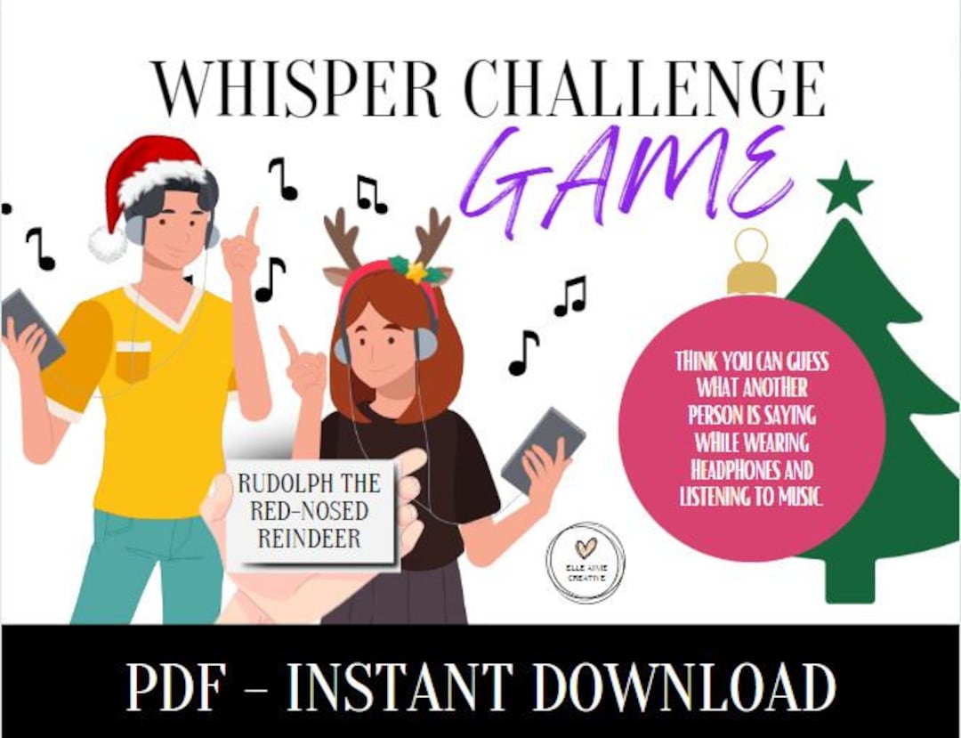 Whisper Challenge Game, Printable, Digital Print, Christmas Party Games ...