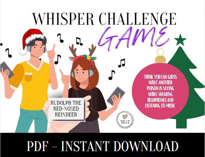 Whisper Challenge Game, Printable, Digital Print, Christmas Party Games ...