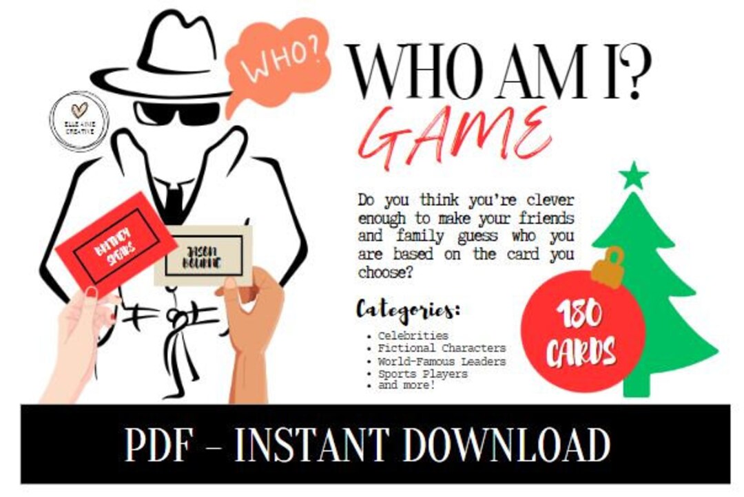 Who Am I GAME PDF Instant Download Guessing Game Family Fun Office ...