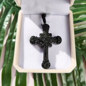 Natural Obsidian Cross Necklace Pendant - Etsy