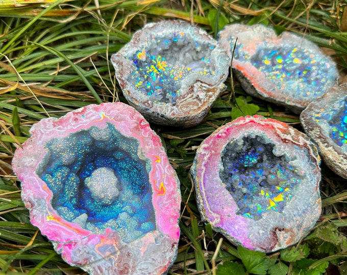 Angel Aura Quartz Cluster Geode With Free Stand - Etsy