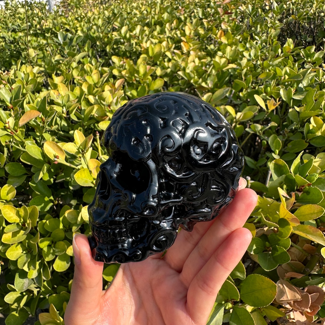 3.6" Black Obsidian Human Head Skull - Etsy
