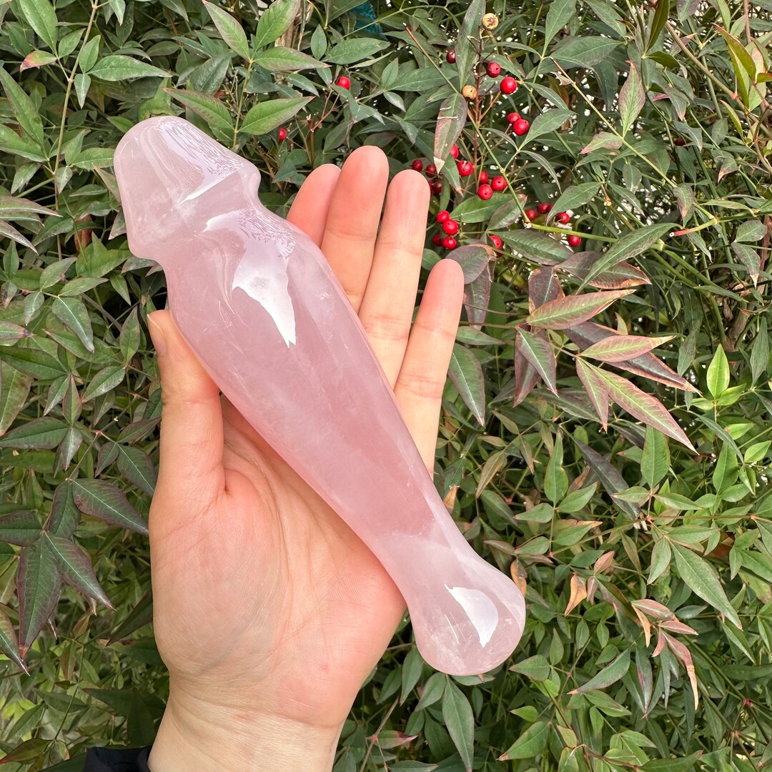 72 Double Ended Rose Quartz Yoni Wand Crystal Dildo Massage Wand Etsy