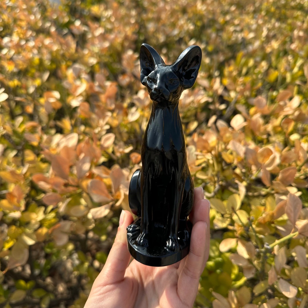 5.9" Obsidian Egypt Cat Obsidian Hairless Cat Carving - Etsy