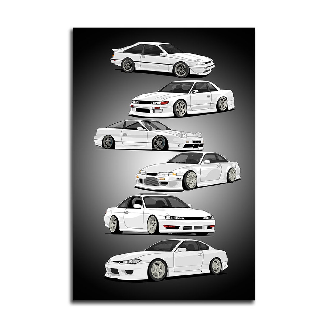 JDM Tuner Car Drift Drifting Automotive Art Drawing Compatible With ...