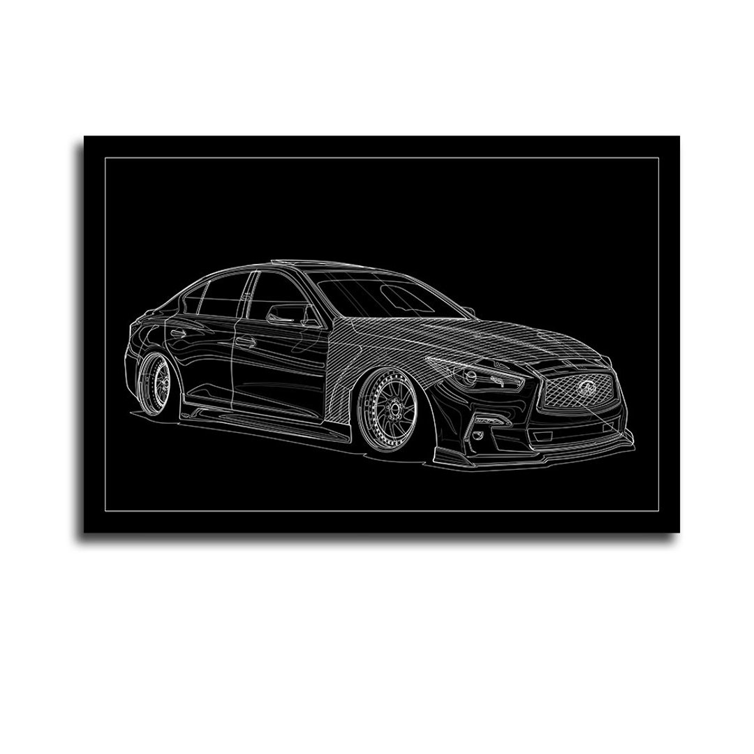 JDM Drift Import Tuner Car Automotive Art Drawing Compatible With ...