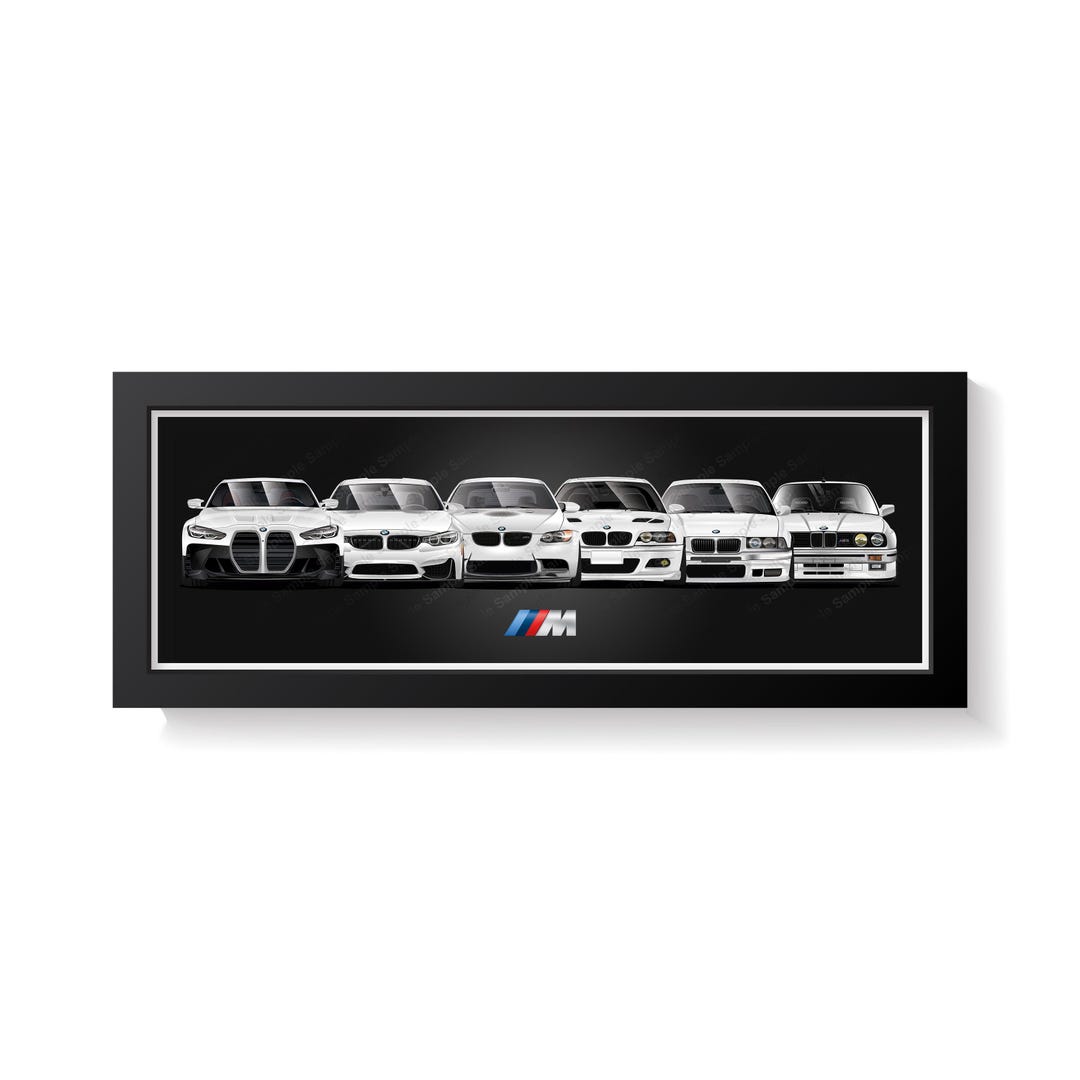 Poster With Black Frame 3 Series M3 Generations E30 E36 E46 E90 E92 E93 ...