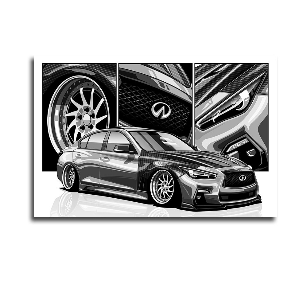 JDM Drift Import Tuner Car Automotive Art Drawing Compatible With ...