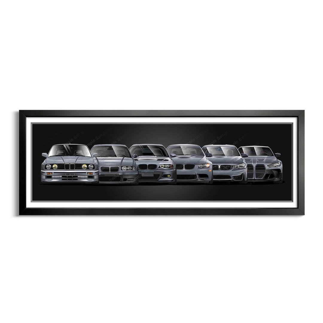 Poster With Black Frame 3 Series M3 Generations E30 E36 E46 E90 E92 E93 ...