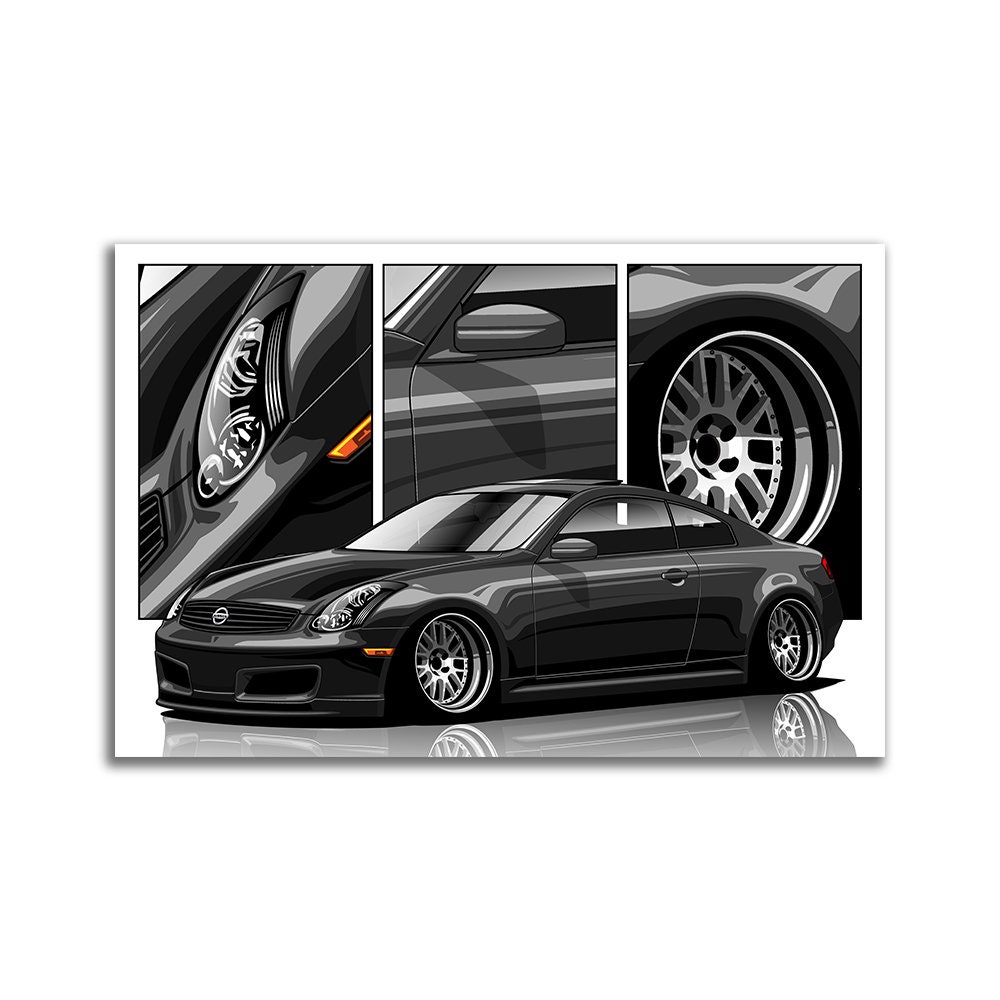 JDM Drift Import Tuner Car Automotive Art Drawing Compatible With ...