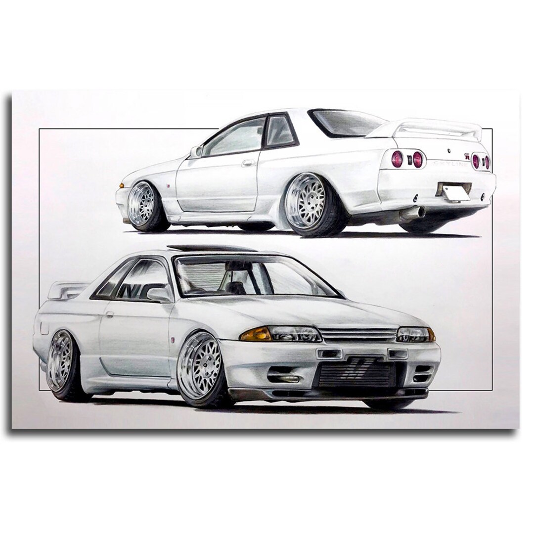 JDM Tuner Car Drift Drifting Automotive Art Drawing Compatible With ...