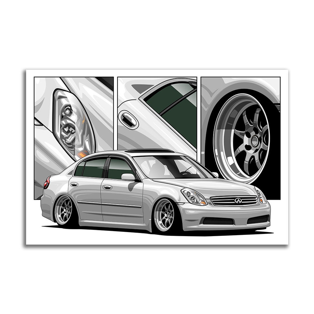 JDM Drift Import Tuner Car Automotive Art Drawing Compatible With ...