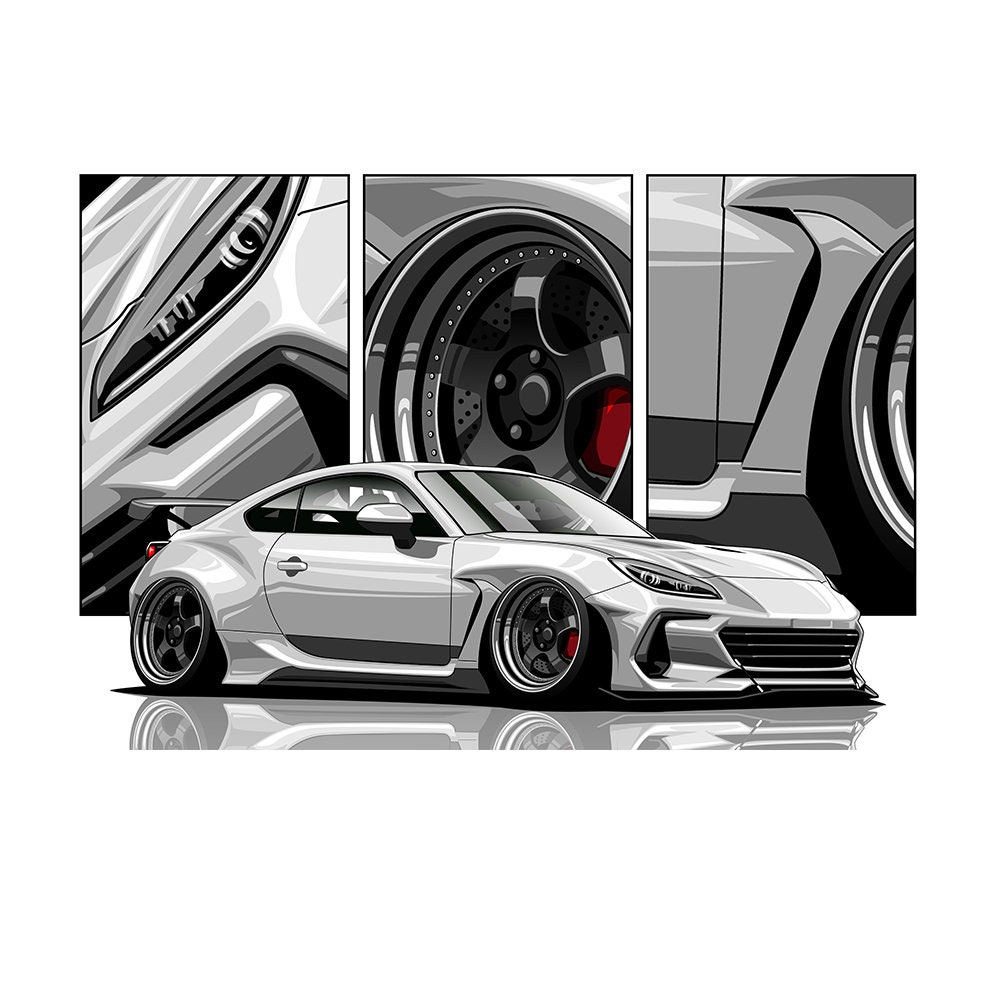 JDM Drift Import Tuner Car Automotive Art Drawing Compatible With ...