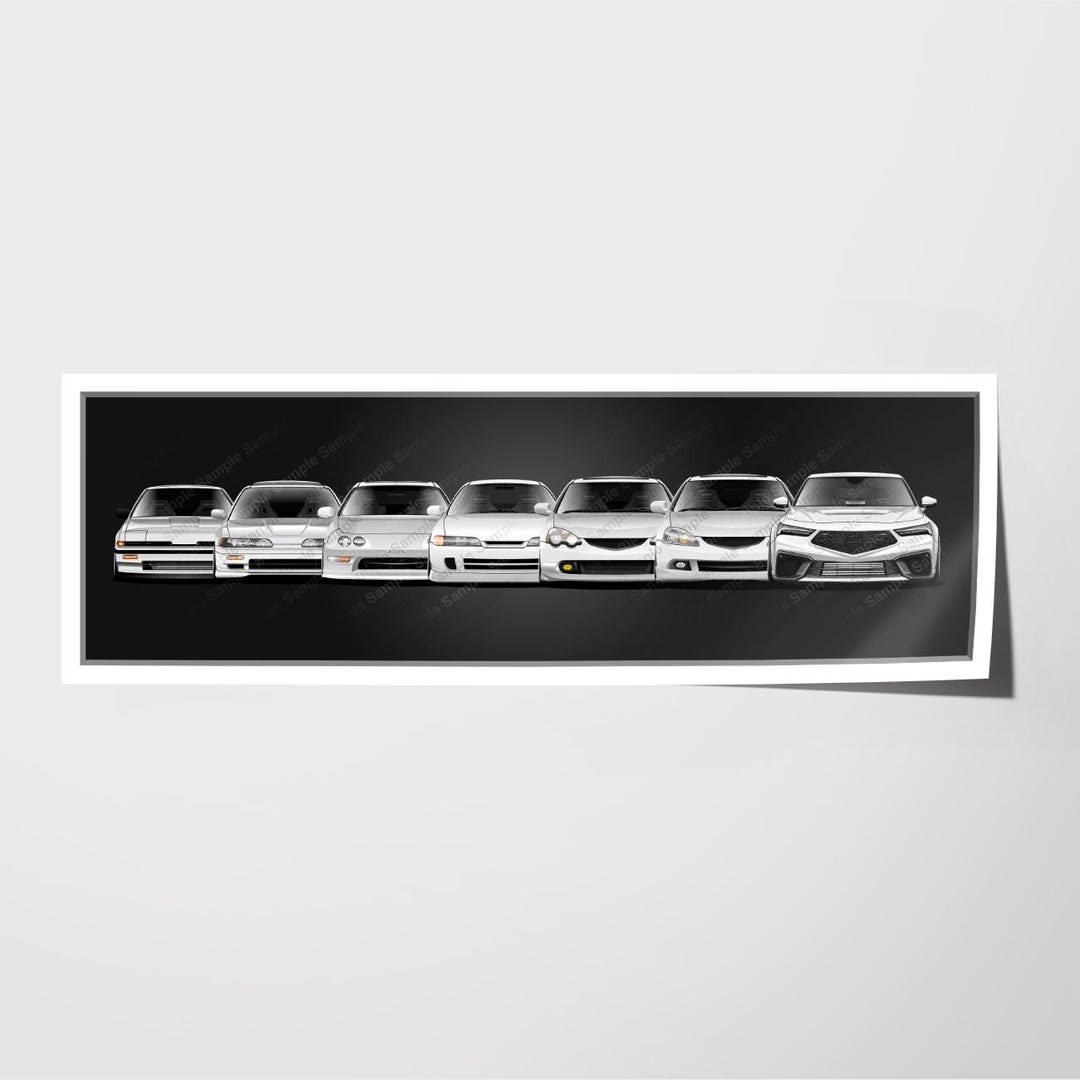 JDM Drift Import Tuner Car Automotive Art Drawing Compatible With Acura ...