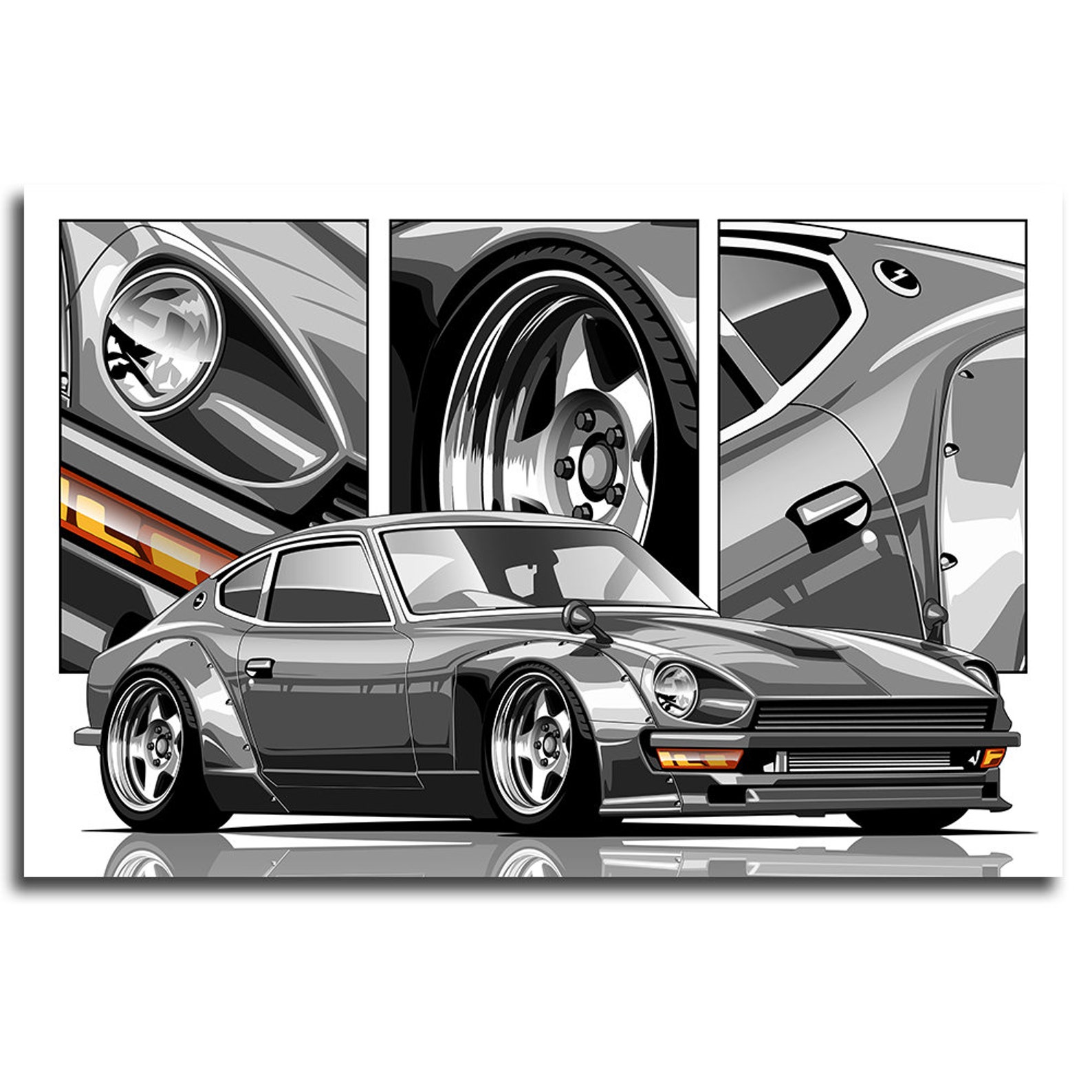JDM Tuner Car Drift Drifting Automotive Art Drawing Compatible With ...
