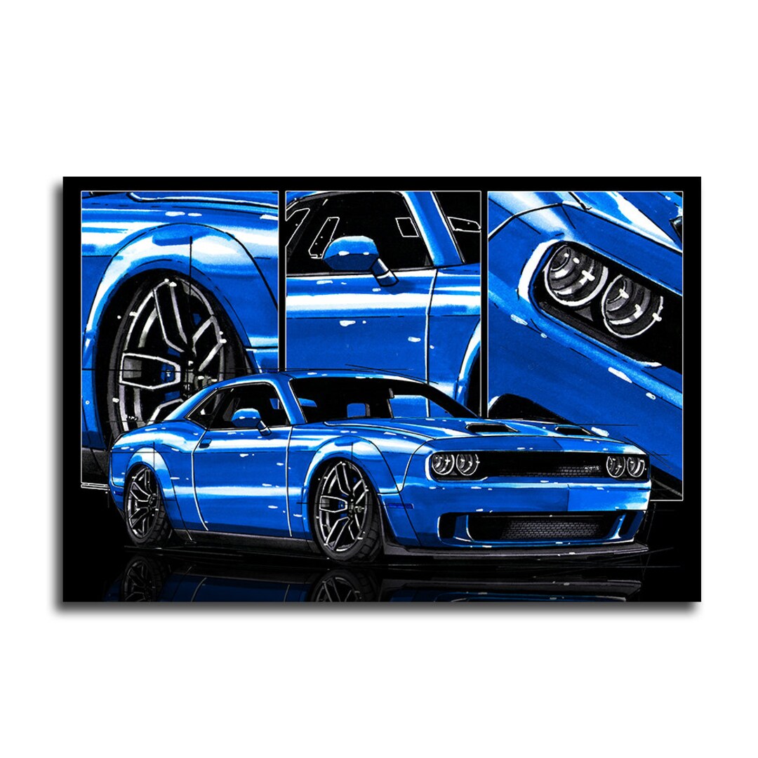 Hot Rod Muscle Car Drift Drifting Automotive Art Drawing Compatible ...