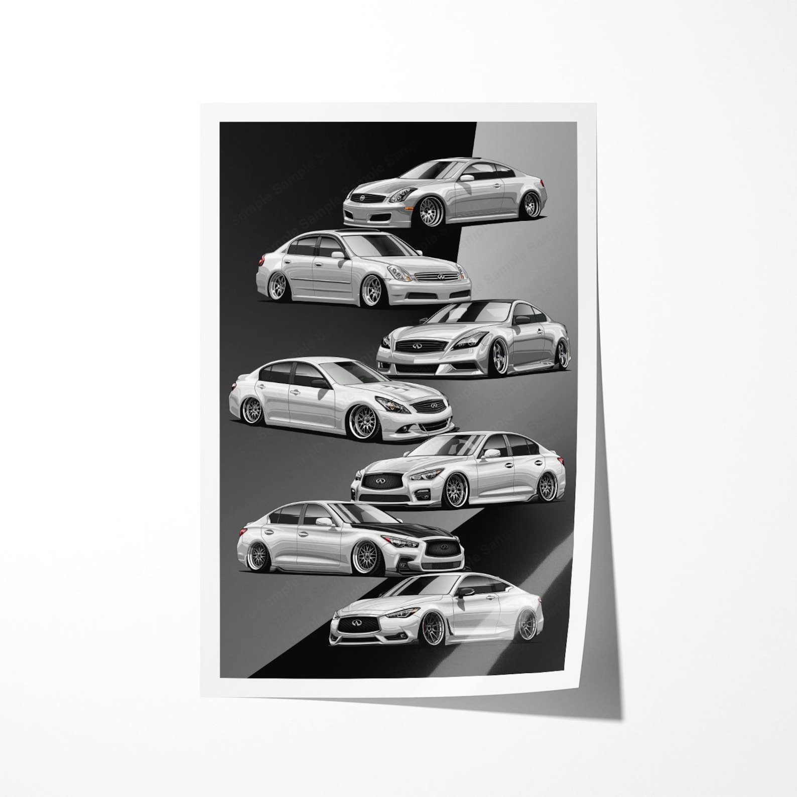 JDM Drift Import Tuner Car Automotive Art Drawing Compatible Fitment ...