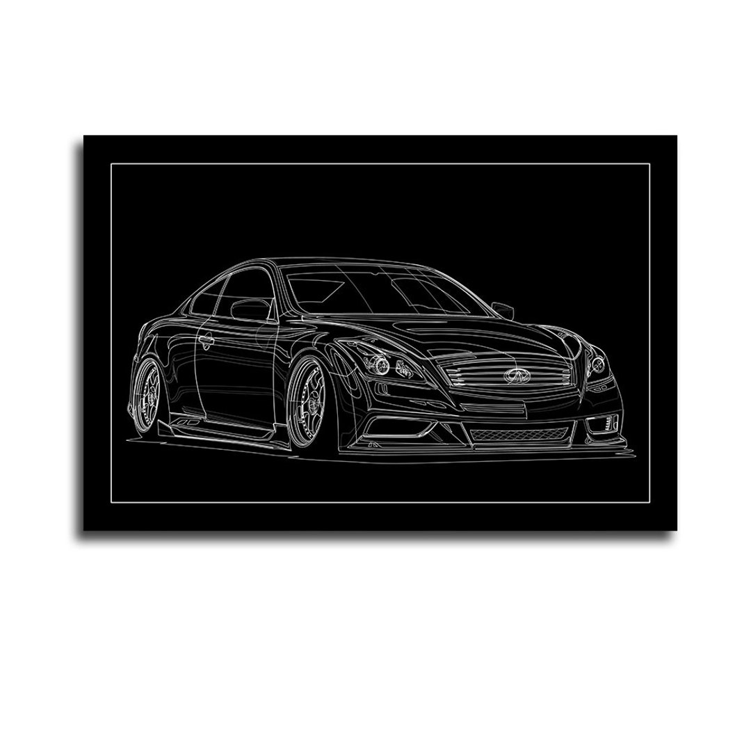 JDM Drift Import Tuner Car Automotive Art Drawing Compatible With ...