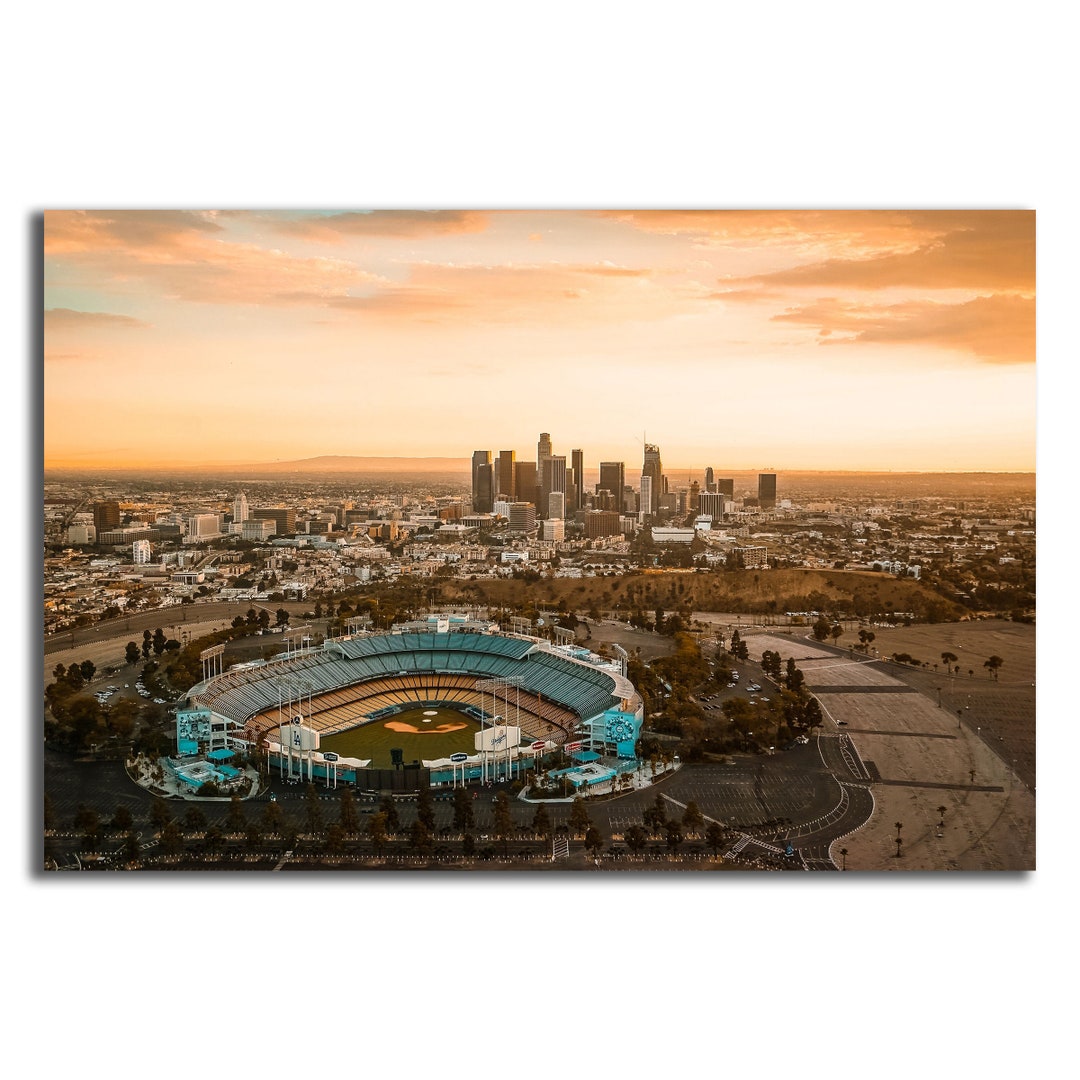 Los Angeles City Skyline LA Baseball Stadium Sports Skyrise Building ...
