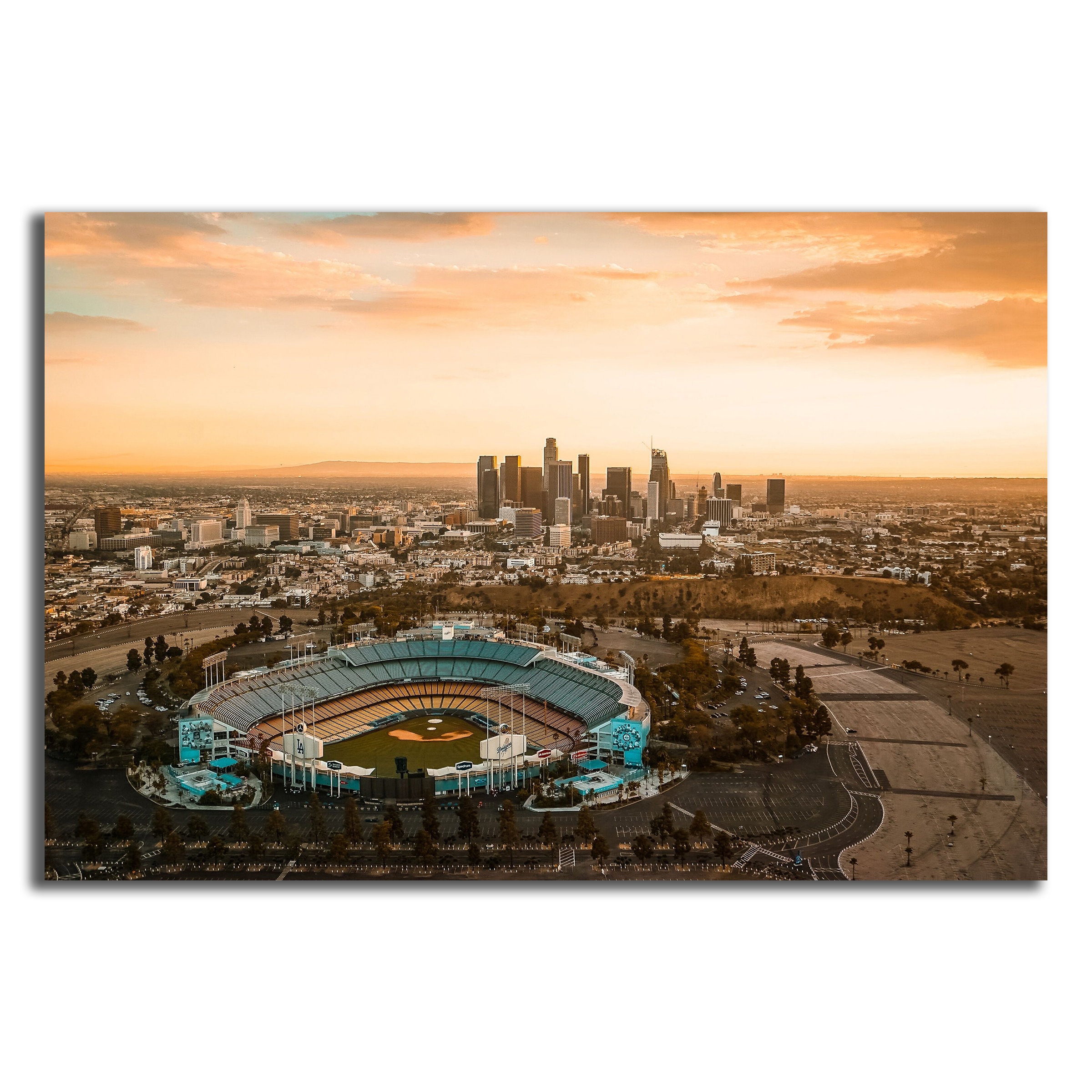 Los Angeles City Skyline LA Baseball Stadium Sports Skyrise Building ...