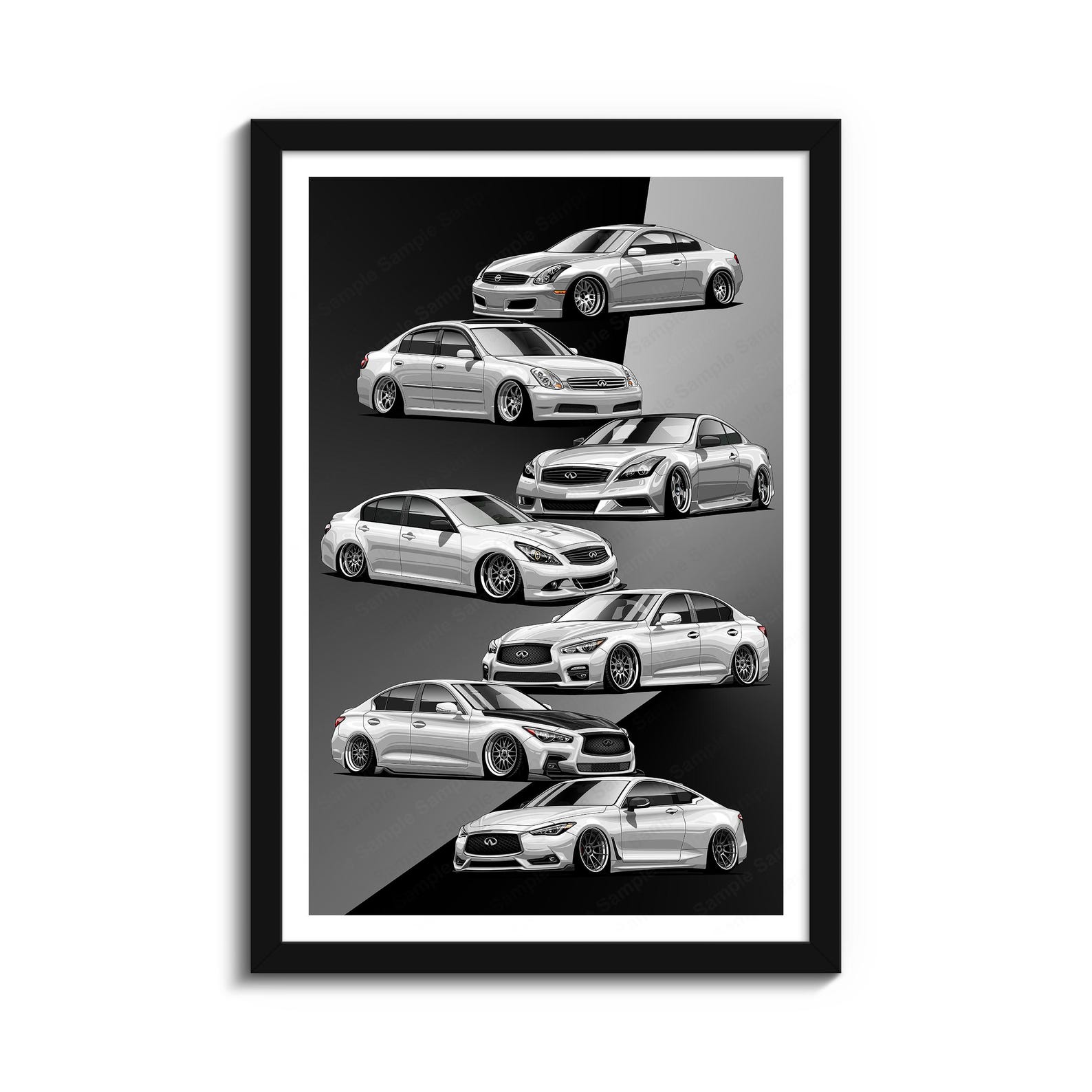 JDM Drift Import Tuner Car Automotive Art Drawing Compatible Fitment ...