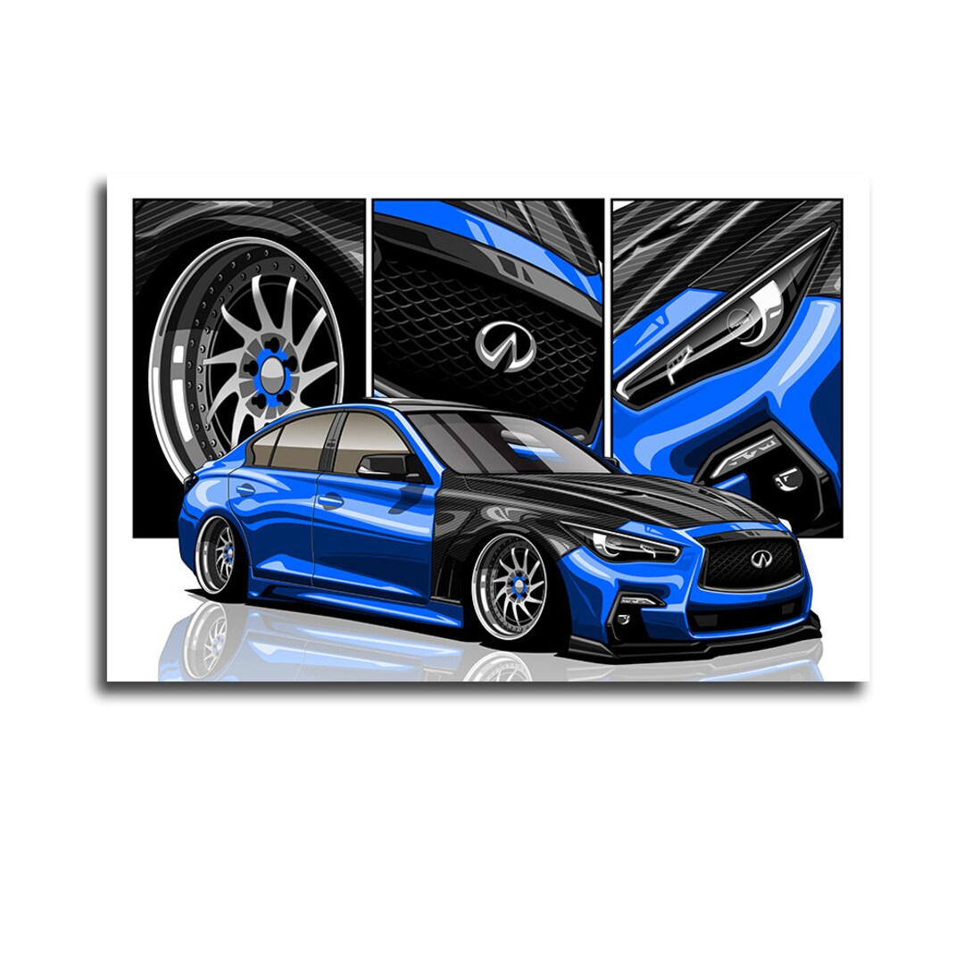 JDM Drift Import Tuner Car Automotive Art Drawing Compatible With ...