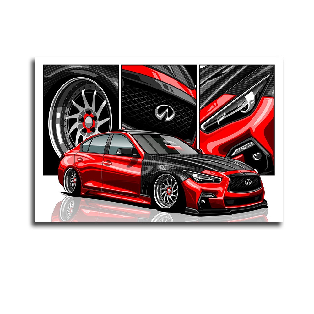 JDM Drift Import Tuner Car Automotive Art Drawing Compatible With ...