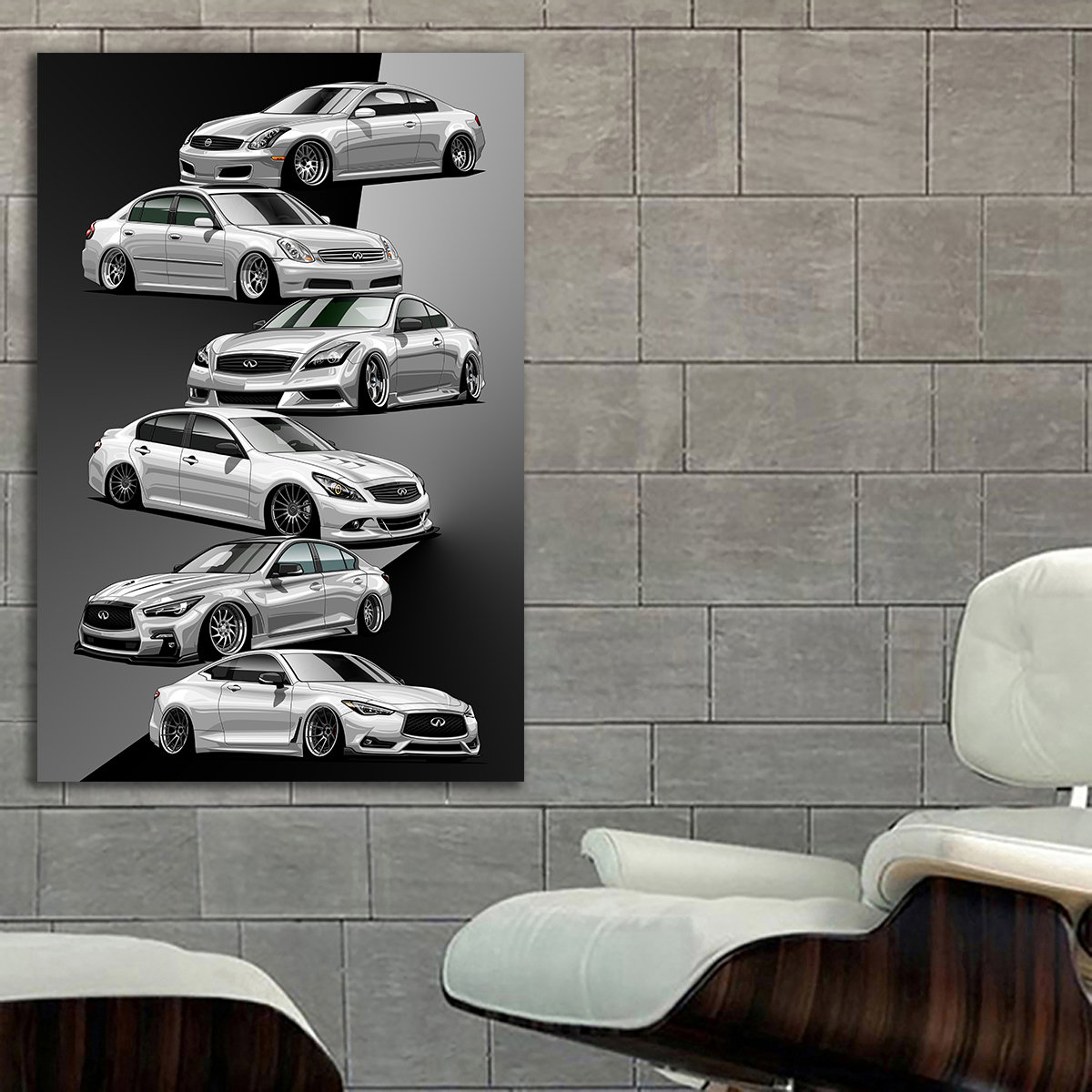 JDM Drift Import Tuner Car Automotive Art Drawing Compatible With Infiniti G35 G37 Q50 Q60 ...