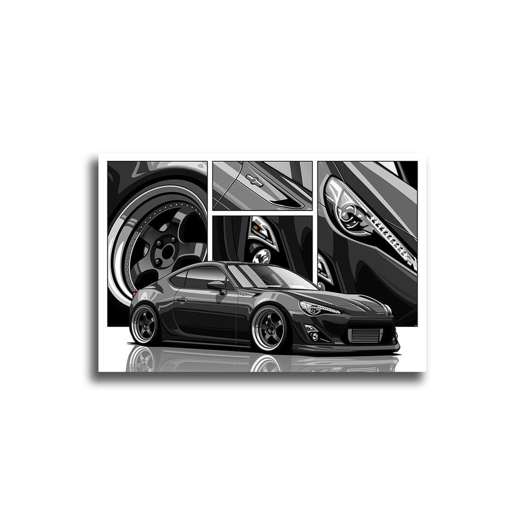 JDM Tuner Car Drift Drifting Automotive Art Drawing Compatible With ...