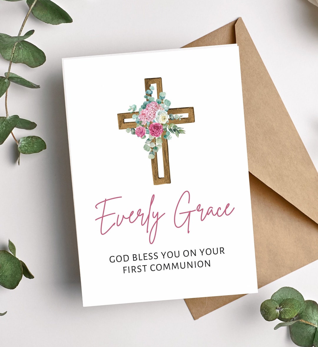First Communion Congratulations Card Personalized First Communion Card ...