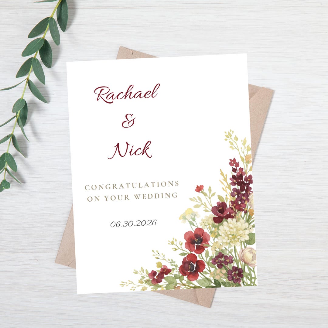 Personalized Wedding Congratulations Card | Custom Names & Date ...