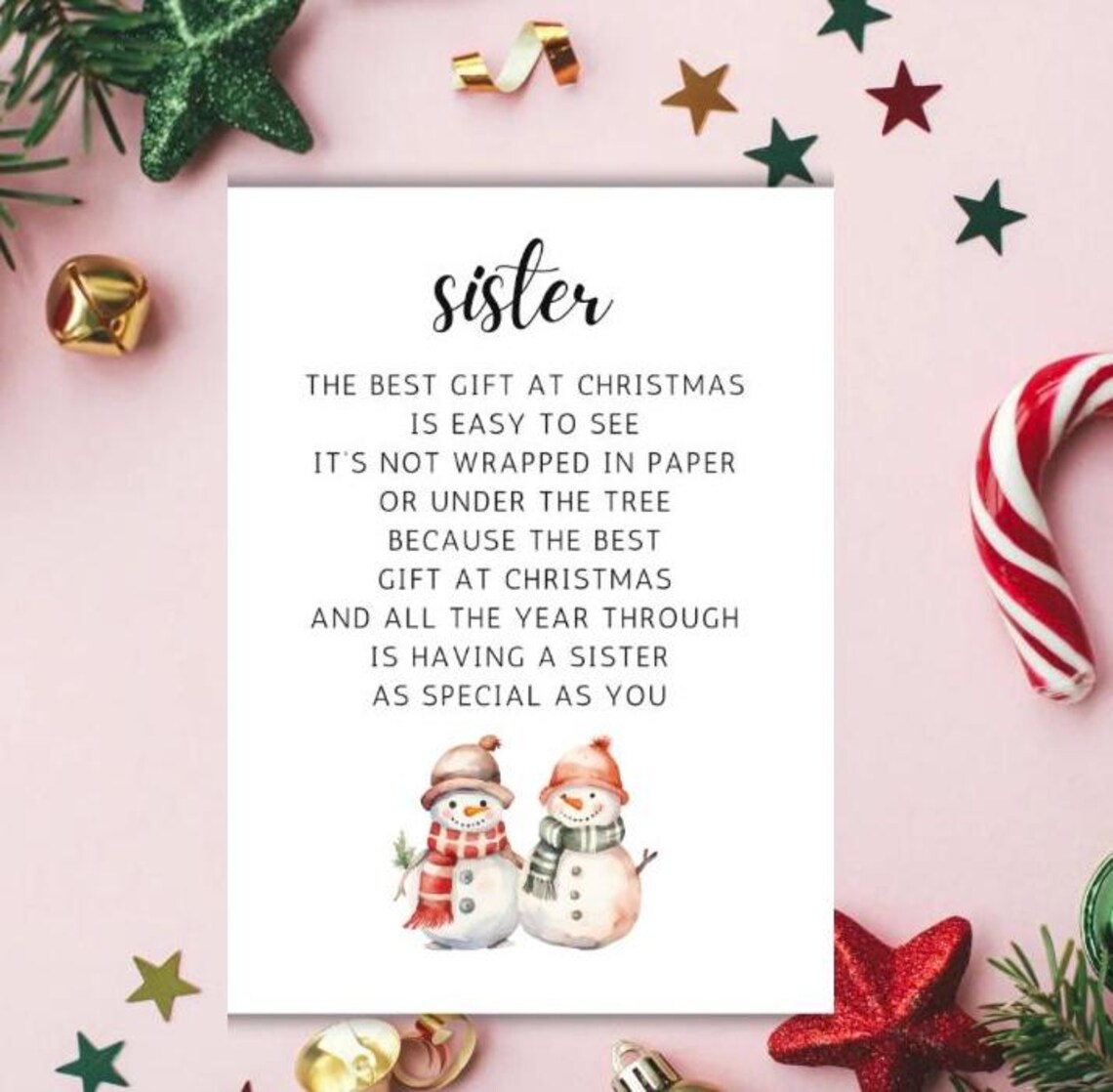 Christmas Card for Sister | Festive Holiday Card | Cute and Thoughtful ...