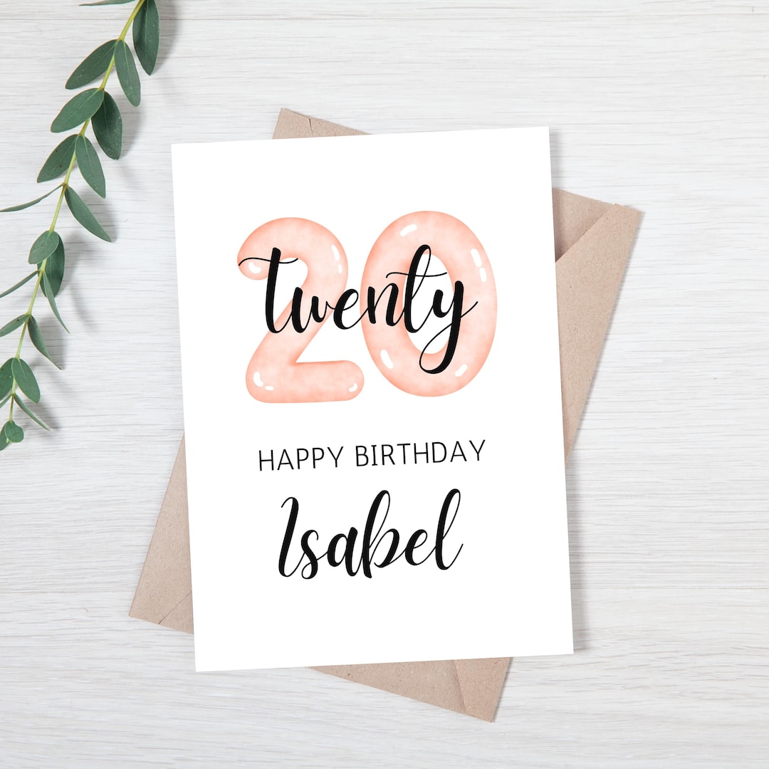 Personalized 20th Birthday | 20th Birthday Card for Friend - Etsy