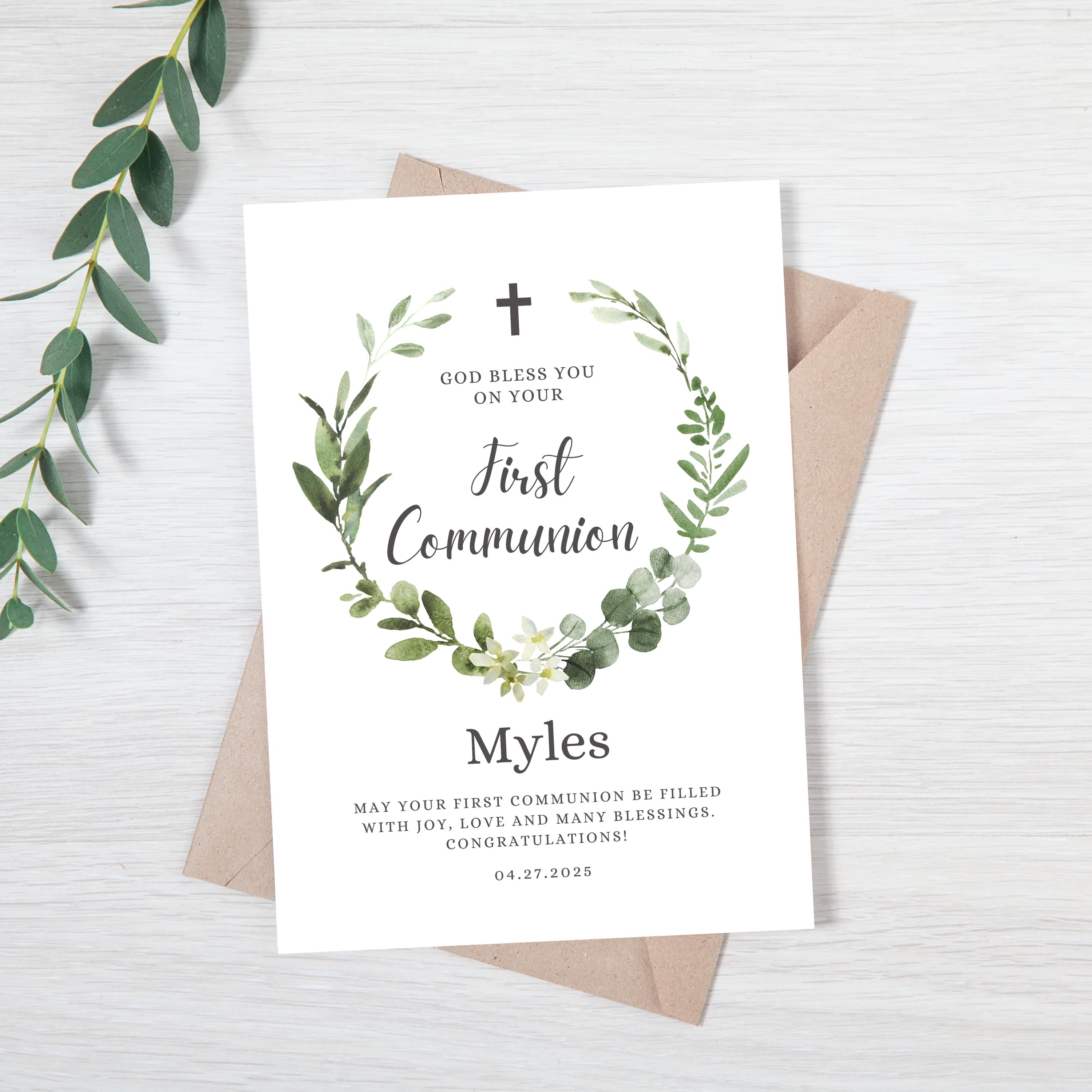 First Communion Congratulations Card | Personalized First Communion ...