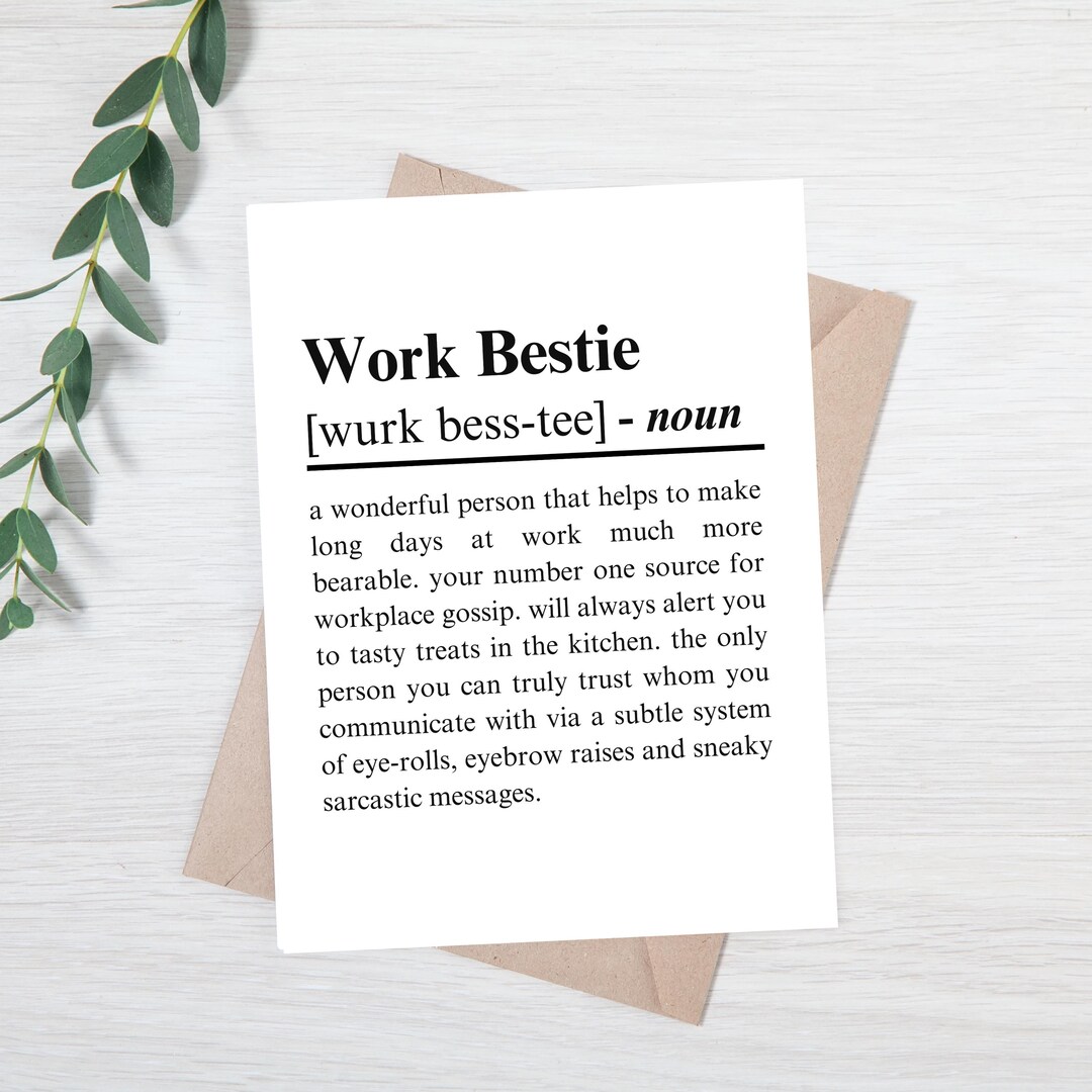 Work Bestie Card | Funny Office Friendship Card | Work Best Friend Gift ...
