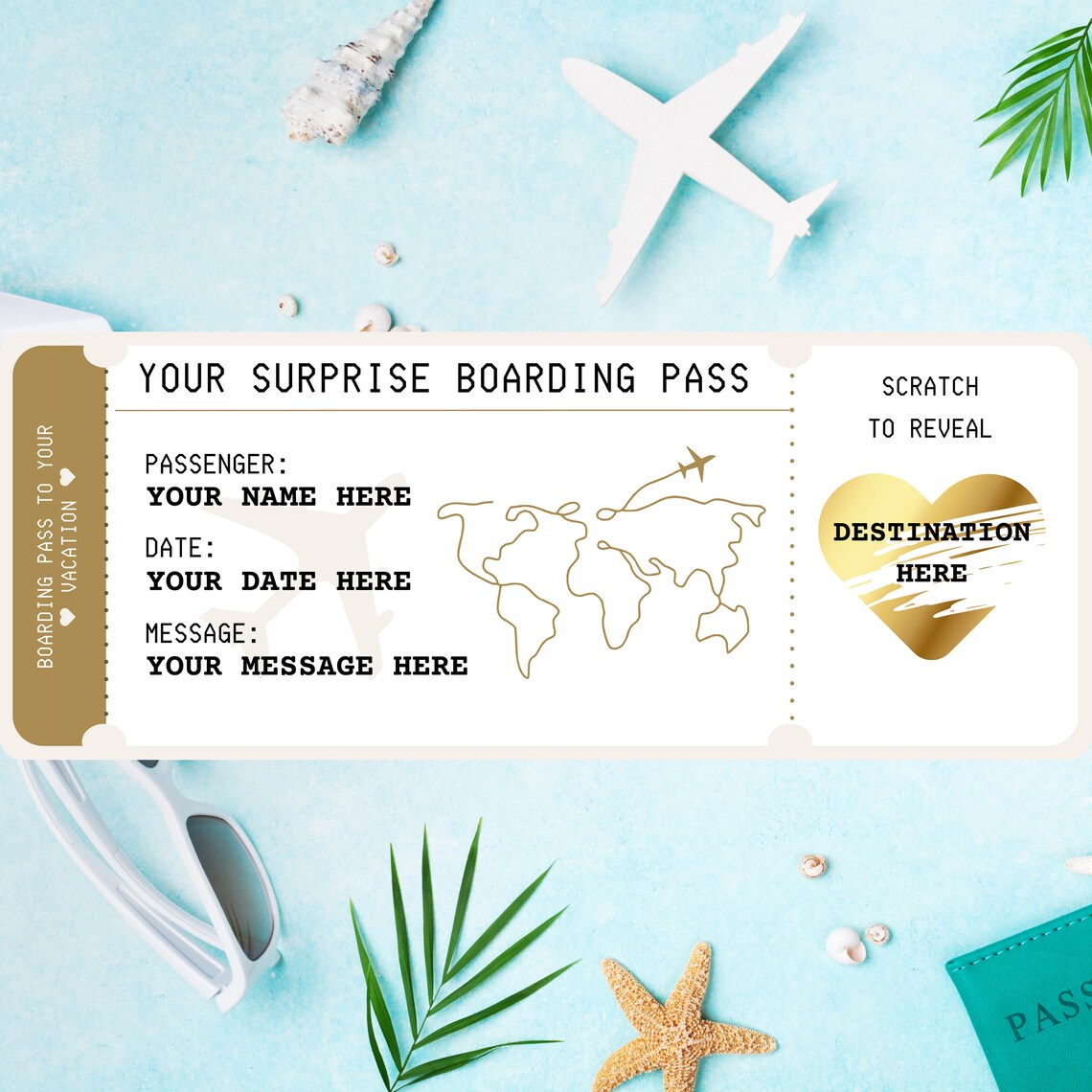 Personalized Scratch Reveal Boarding Pass | Surprise Holiday Boarding ...