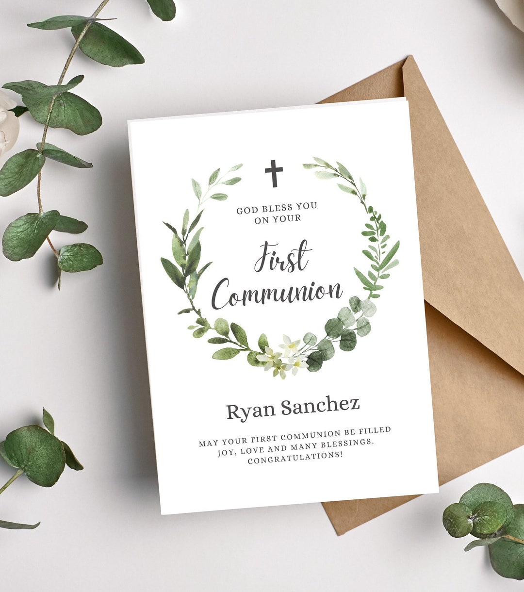 First Communion Congratulations Card Personalized First Communion Card ...