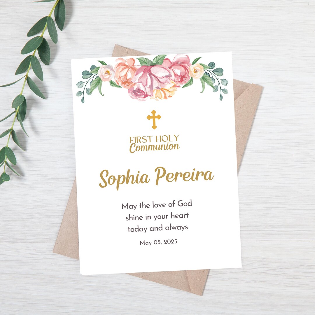 First Holy Communion Greeting Card | Personalized First Communion Card ...