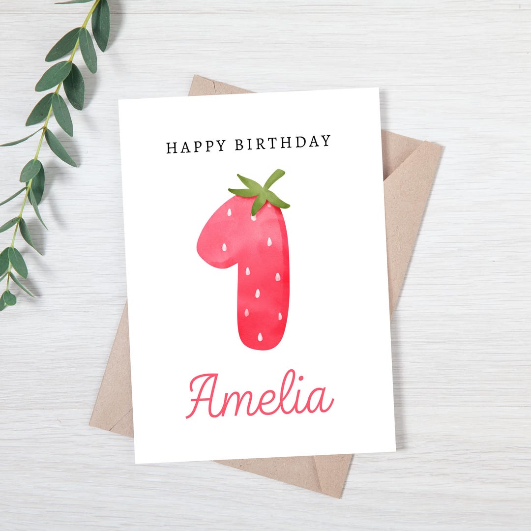 Personalized Birthday Card for Girl Personalized Strawberry Birthday ...
