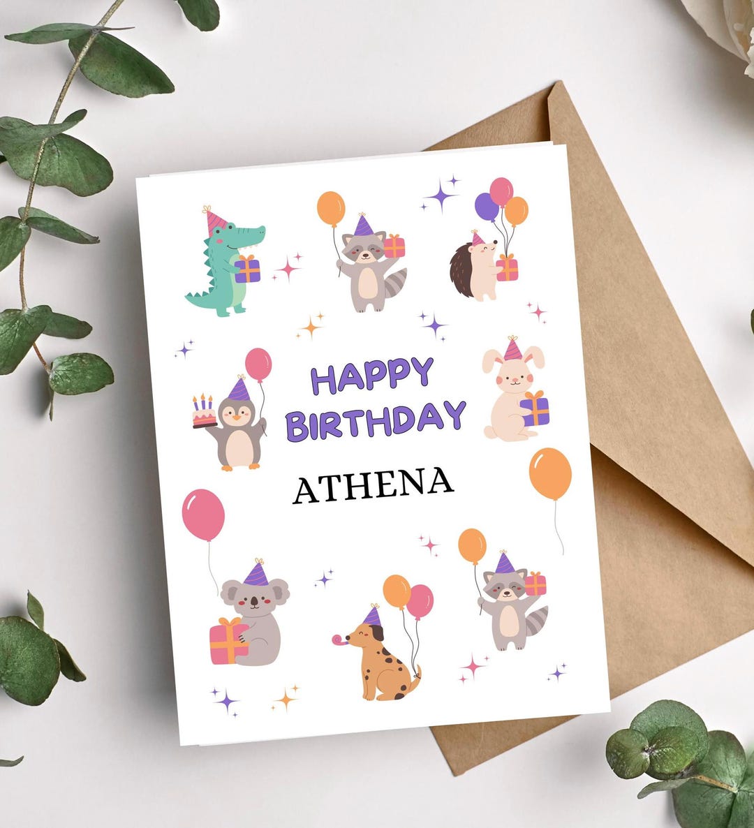Personalized Animals Birthday Card | Card Birthday Card for Friend ...