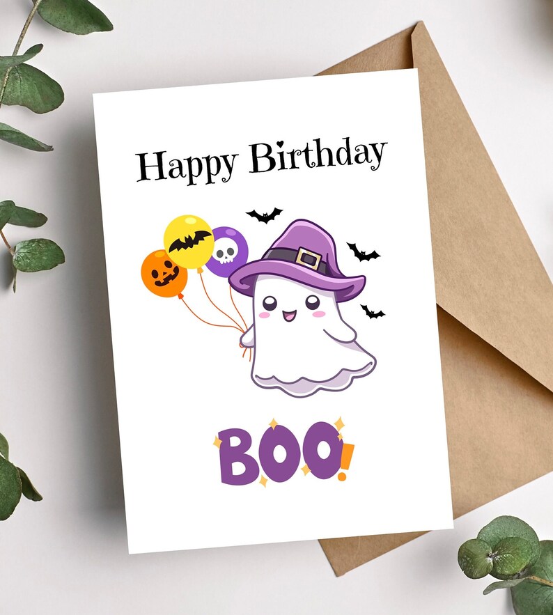 Happy Birthday Boo Cute Halloween Birthday Card Halloween Birthday Card ...